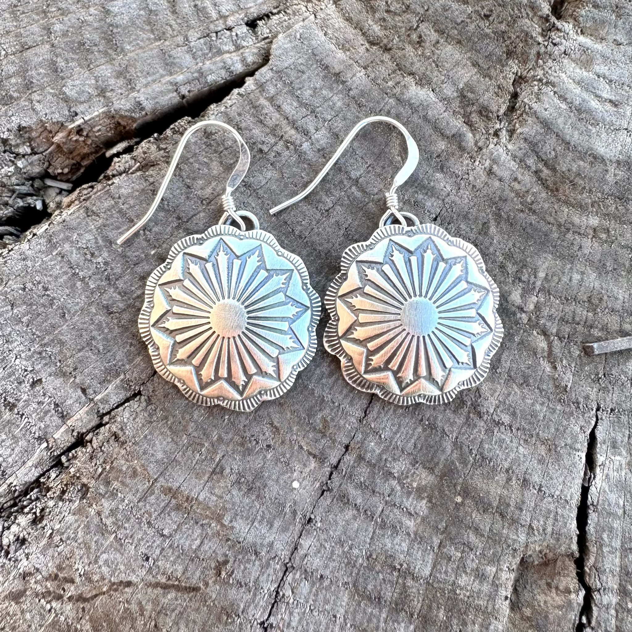 All Silver Concho Earrings