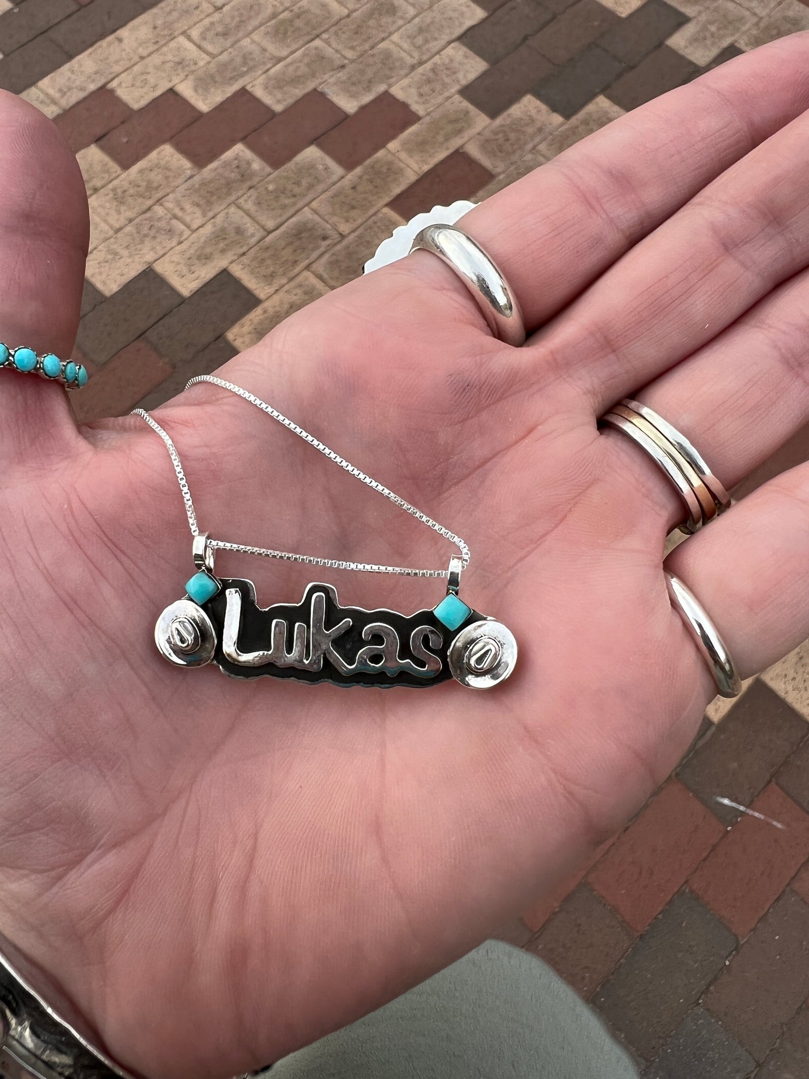Howdy cowboy custom name necklace Chaco Canyon Trading